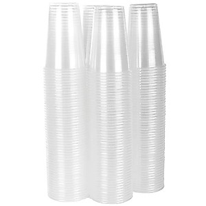 TashiBox 9 oz clear plastic cups - Disposable cold drink party cups (200)