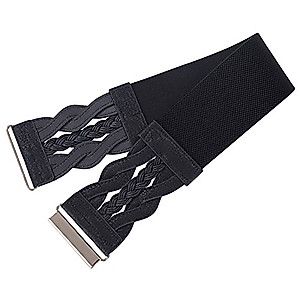 GRACE KARIN Womens Wide Belts Stretch Waist Belts 1950s Retro Belt for Dresses Coffee Black S