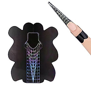 100pcs Nail Forms, Strong Black Nail Form Extension Sticker, Self-Adhesive Sticky Nail Tips Guide for UV Gel/Extension/Acrylic Nail Molds Builder for Salon (YZHT003)