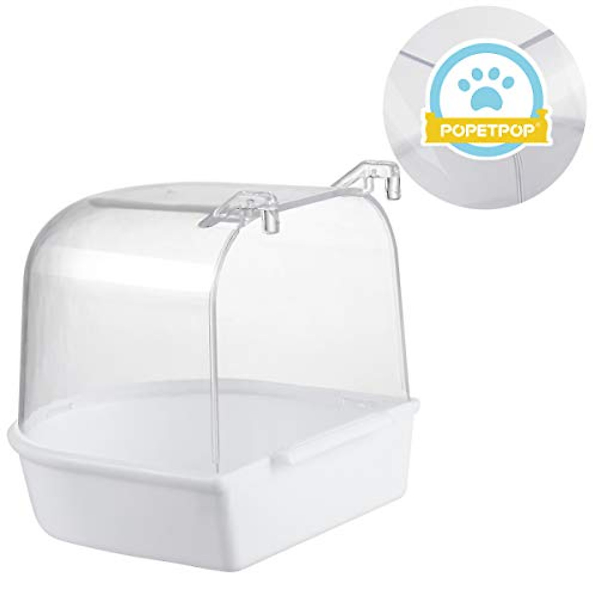 POPETPOP Bird Bath Hanging Parrot Bath Covered - Birdcage Outside Bathing Tub for Small Brids Budgerigar Canary Parrots - Bird Cage Accessories (Random Color)