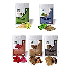 YOGI'S GIFT Celebrating Health Herbal Hair Care Combo Pack (500g/17.65oz) | Hair Mask with Ayurvedic Powders: Amla, Reetha, Shikakai, Brahmi, Hibiscus for Hair Growth
