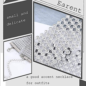 EARENT Vintage Layered Crystal Choker Necklace Silver Rhinestone Necklaces Chain Fashion Jewerly for Women