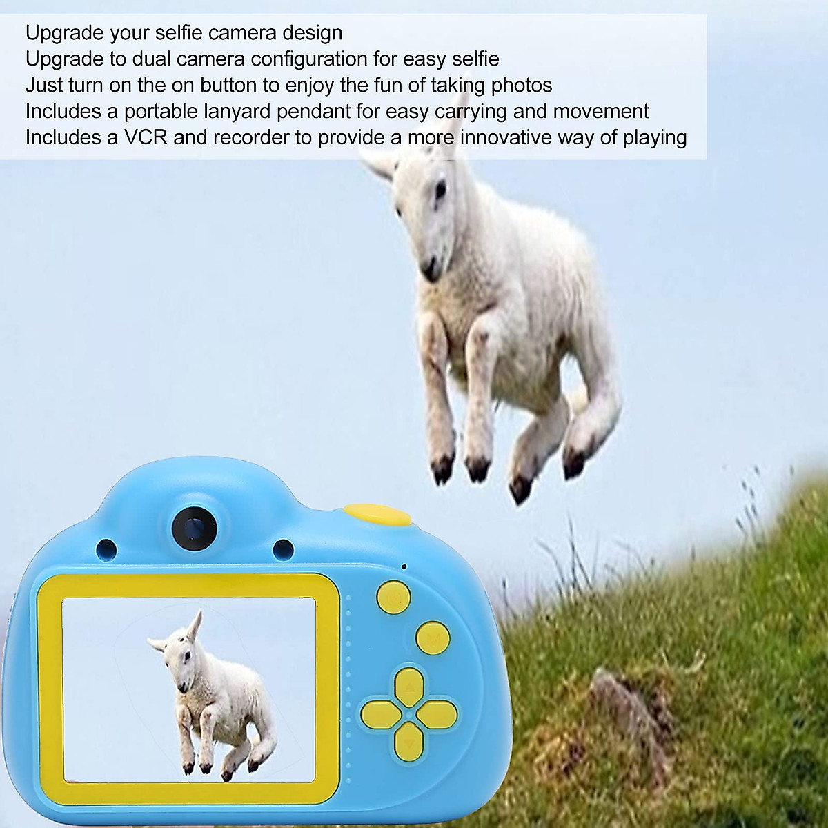 Upgrade Kids Camera, 1080P 2.4 Inch Cartoon Camera for Boys Girls, Mini Portable Camera with 32GB SD Card, Gifts for Christmas Birthday(Blue)