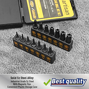 Torx Bit Set, Amartisan 15-Piece Security Torx Bit Set, Tamper Resistant Star Bits Set S2 Steel, 1" Long T4 - T40 and 1/4”Magnetic Extension