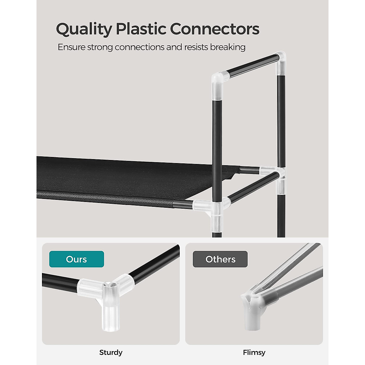 SONGMICS 2-Tier Shoe Rack with Shelves for Closet Entryway, Black ULSH052B01