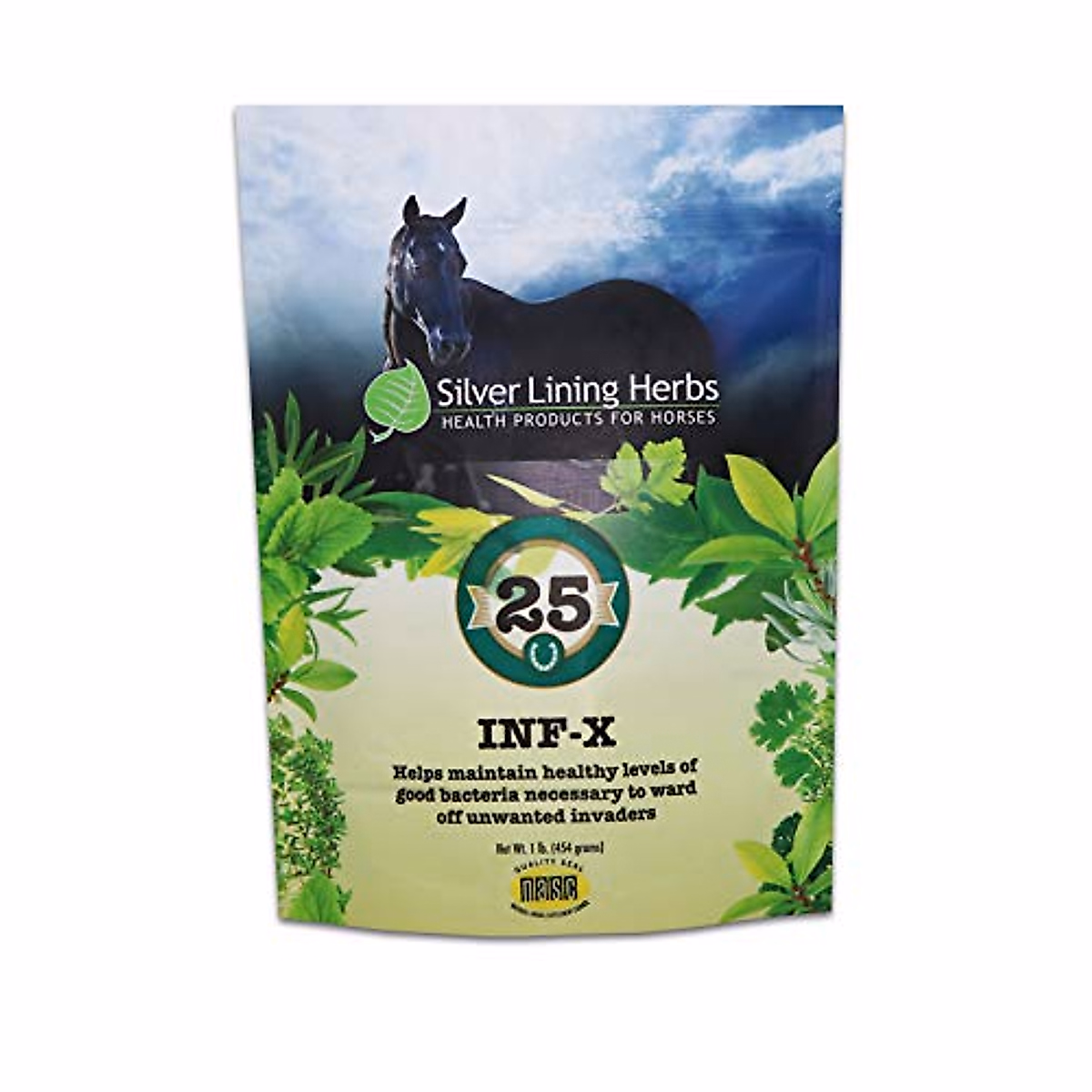Silver Lining Herbs 25 Equine INF-X - Supports Horse Stress Relief and Healthy Levels of Good Bacteria - Natural Support for Equine Immune System - Herbal Supplement for Equine Detoxification - 1 lb