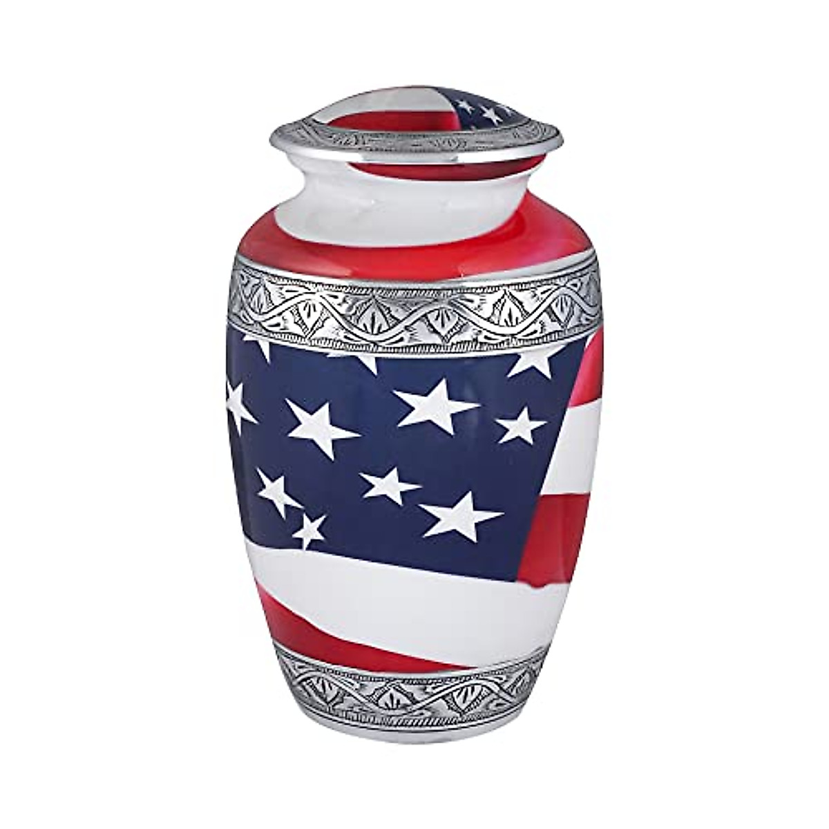 Goroly Home American Flag Hand Engraved Cremation Urn for Adult Human Ashes, Veterans, First Responders, Patriots - A Beautiful Urn for Your Loved Ones Remains with Elegant Finish - 10 Inch