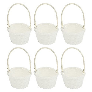 Cabilock Bread Rattan Basket 6pcs Mini Woven Baskets with Handles Rustic Rattan Wedding Flower Girl Basket Flower Candy Chocolate Cookie Gift Box for Wedding Easter Party Favors Wicker Cutlery Basket