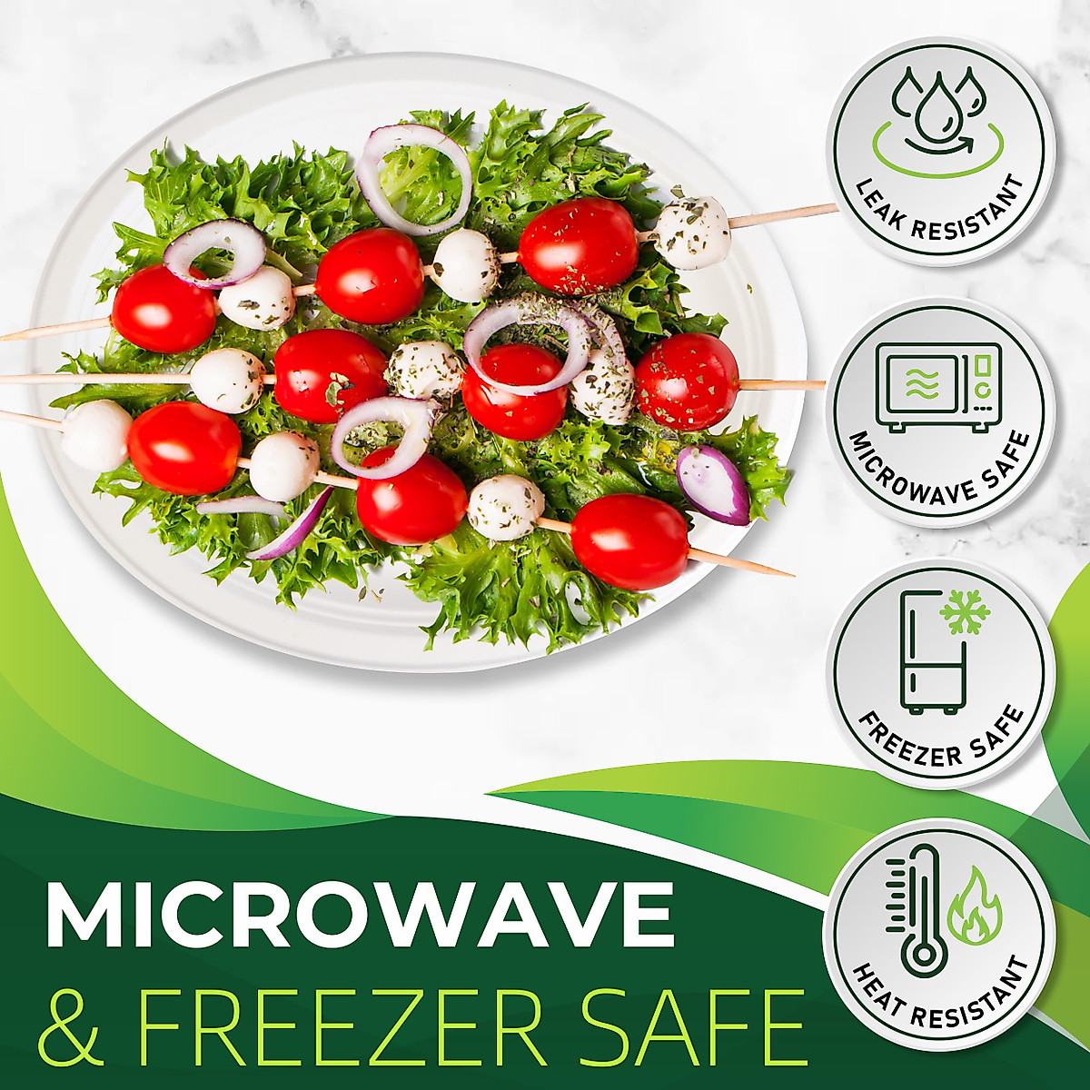 BIRCHIO 100PCS 100% Compostable White Oval Paper Plates(12in), Heavy Duty Disposable Plates, Eco-Friendly Dinner Plates, Biodegradable Salad, Meal, Dessert Plates, Perfect for Parties, Picnic, BBQ