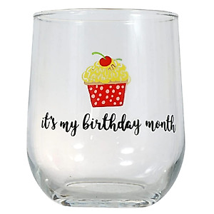 Happy Birthday Stemless Wine Glass "It's My Birthday Month"