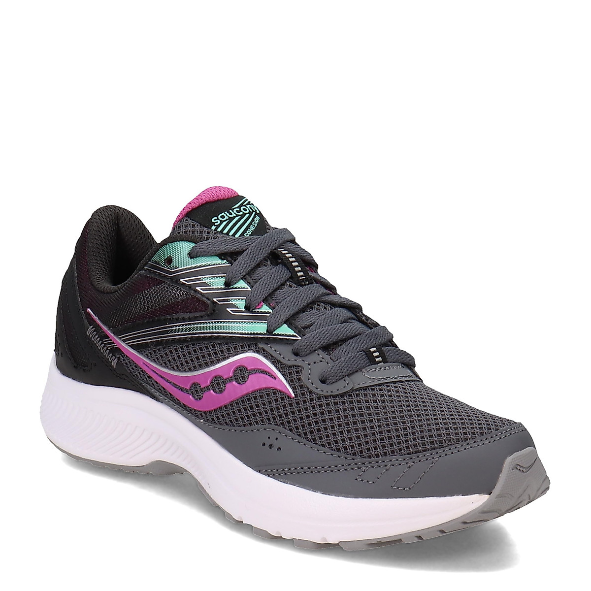 Saucony Women's Cohesion 15 Running Shoe, Shadow/Razzle, 9