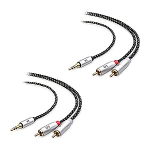 Cable Matters 2-Pack RCA to 3.5mm Stereo Audio Cable 6 Feet (RCA to Aux Cable, 3.5mm to RCA Cable, Aux to RCA Cable) in Black