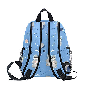OREZI Sloth Astronaut Preschool Backpack with Chest Strap,Mini Toddler Backpack with Name Tag Daycare Toy Bag for Boys Girls,10 x 4x 12 Inches