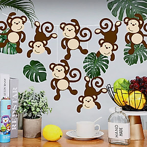 Qunclay Monkey Cutouts Jungle Party Decorations Monkeys Birthday Party Supplies Paper Safari Hanging Print Wall Decor for Kids Birthday Party Baby Shower Supplies