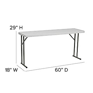 EMMA + OLIVER 5-Foot Rectangle Granite White Plastic Folding Training/Seminar Table