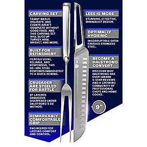 DALSTRONG Carving Knife & Fork Set - 9 inch - Crusader Series - Forged High-Carbon German Stainless Steel - w/Magnetic Sheath - Carving Set - NSF Certified