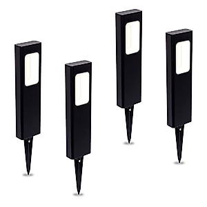 GreenLighting Modern High End Bollard Garden Path Light (Black, 4 Pack)