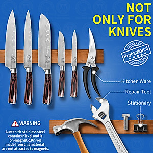 XYJ 2 Pcs Magnetic Knife Strip Holder for Wall with Strong Neodymium Acacia Wood Magnet Knife Rack Bar Stand for Knives Kitchen Tools Utensil Organizer Accessories for Special Day