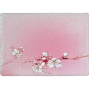 Tempered Glass Cutting Board japanese cherry blossoms in full bloom Tableware Kitchen Decorative Cutting Board with Non-slip Legs, Serving Board, Large Size, 15" x 11"