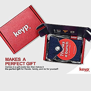 Keyp Card Holder for Back of Phone - Credit Card Holder for Cell Phone - Convenient Phone Card Holder Stick On for Keys, Cards & Cash - Stick On Wallet for Cell Phone (Blue Denim)