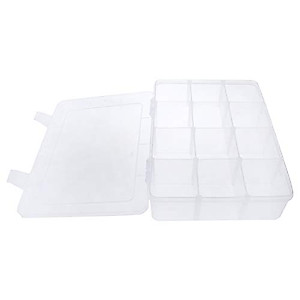 Xiaoyztan 12 Grids Adjustable Hard Plastic Component Case with Removable Dividers for Items Organizing Storing