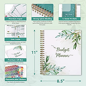 SOLIGT 8.5 x 11 inches Large Budget Planner and Monthly Bill Organizer – Premium Hardcover Budget Book with 12 Pockets – Monthly Budget Planner for Savings, Debt, Expense Tracking – Budget Tracker with Stickers