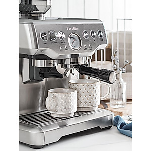 LE TAUCI Stackable Coffee Mugs Set with Stand, Ceramic Embossment Coffee Cups for Au Lait, Cappuccino,Latte,Cafe,Mocha,Tea, Suit For Housewarming Wedding - 12 oz, Set of 4,Arctic white