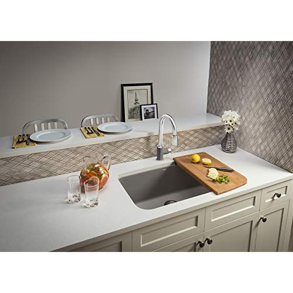 BLANCO, Truffle 441772 VALEA SILGRANIT Super Single Bowl Undermount Kitchen Sink, 32" X 19", 32" L x 19" W