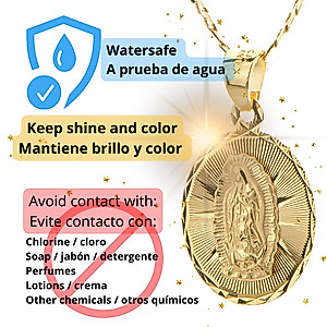 MXArtsCrafts Gold virgen de Guadalupe medal necklace, 14k goldfilled Chain necklace Virgen de Guadalupe pendant, Virgin Mary charm Necklace, Religious Jewelry, Cadena Virgen de Guadalupe