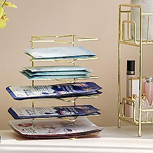 Storage Newspaper Baskets Magazine Rack Bookshelf Mask Box Large Capacity Desktop Rack Wrought Iron Golden Five-Pointed Star Rack (Color : Gold, Size : 2014.514.5cm)