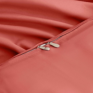 Mohap Duvet Cover 3 Piece Set Soft All Season Warm Luxury Brushed Microfiber 1800 Comforter Cover with 2 Matching Shams Queen Coral