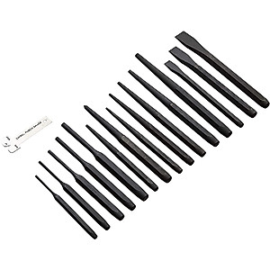 Amazon Basics 16-Piece Chrome Vanadium Steel Punch and Chisel Set with Storage Pouch