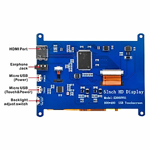 OSOYOO 5 inch HDMI Capacitive Touch Screen for Raspberry Pi 4 PC Devices Compatible with Multi OS with 3.5mm Audio Output