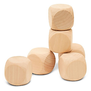 Wooden Blank Dice 1 inch x 1 inch, Pack of 25 Wooden Blocks Unfinished for Wooden Cube Craft, Games, and Parties, by Woodpeckers
