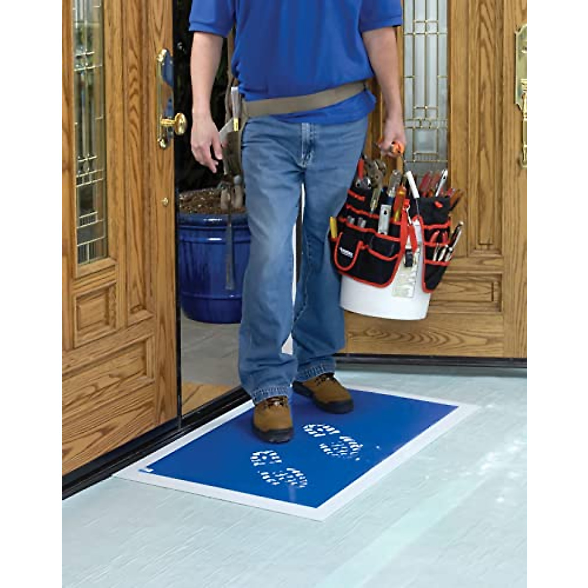 YAHEA Cleanroom Sticky Mats 2 Pack, Blue 24''×36'' Construction Tacky/Adhesive Floor Mats for Laboratory Hospital Construction Pet, 40 Microns(30 Sheets Each)