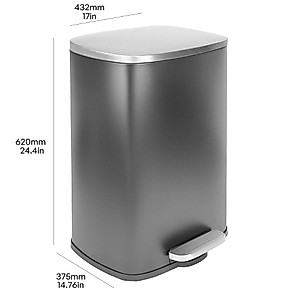 TARUNMO Garbage Can 13 Gallon Tall Kitchen Soft Close Lid,Stainless Steel Trash Can 13 Gallon Step-on,50 Liter Trash Can Commercial, Trash Can Kitchen 13 Gallon Fingerprint-Resistant