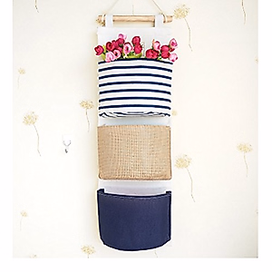 OPOO Fabric Wall Door Closet Hanging Storage Bag Small Cotton Hanging Pocket Door Hanging Organizer 3 Pockets