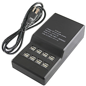 EXMAX® EX-100 Wireless Tour Guide System Microphone Earphone Assisted Listening for Church Translation Private Silent Conference Travel City Tour (1 Transmitter 10 Receivers 16-port USB Charging Base)