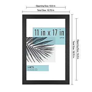 MCS Studio Gallery 11x17 Picture Frame Black Woodgrain, Rectangle Photo Frame for Photos, Posters & Art Prints (2-Pack)
