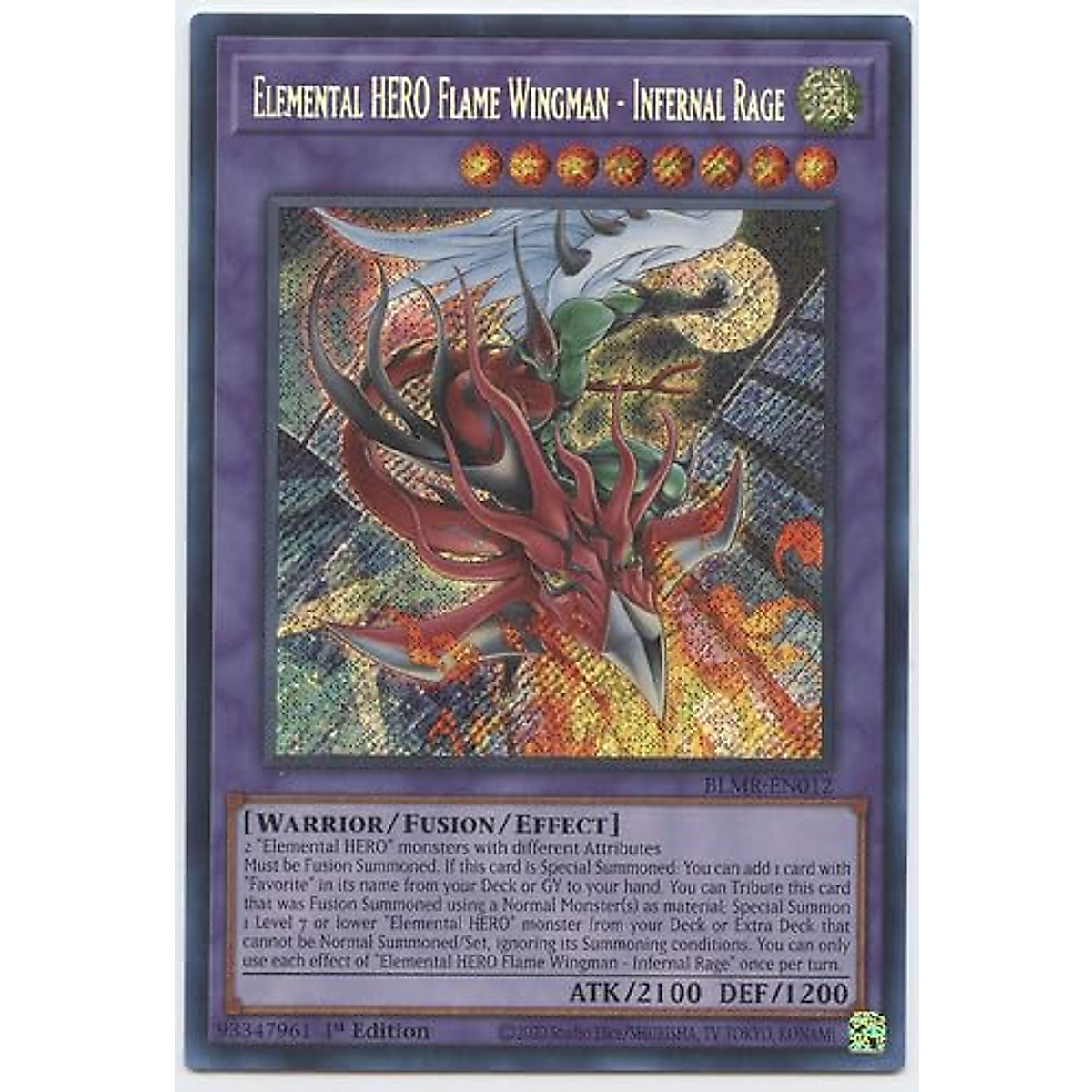 Elemental Hero Flame Wingman - Infernal Rage - BLMR-EN012 - Secret Rare - 1st Edition