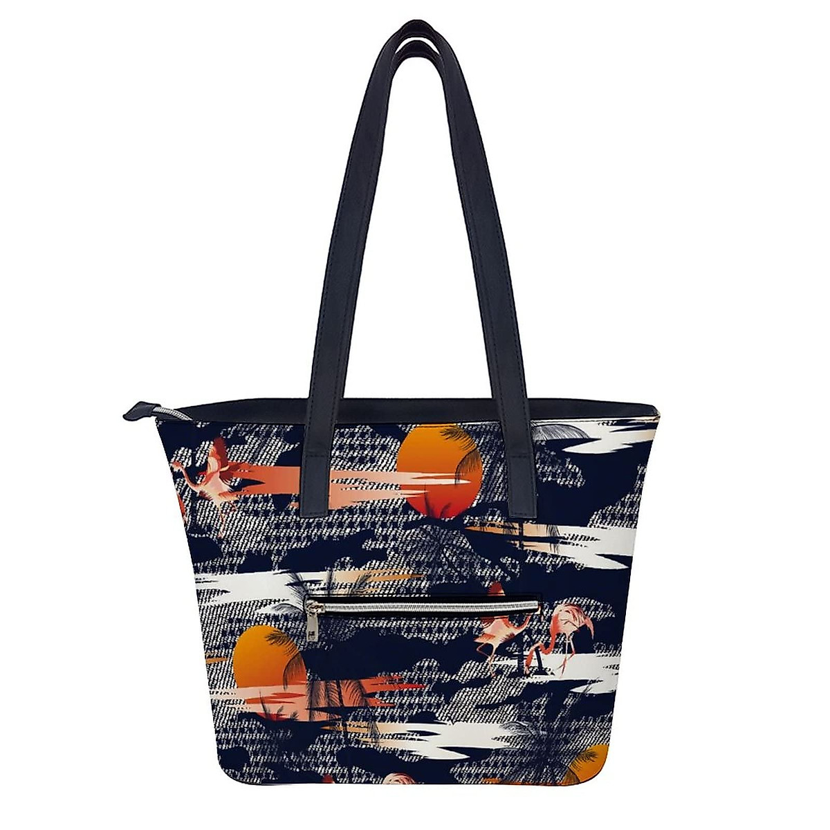 Glow Coconut Tree Women's Tote Bag PU Leather Shoulder Bag Handbags Purse For Work Shopping Travel