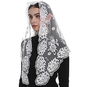 Bozidol Catholic Church Mantilla Religious Orthodox Prayer Veil Chapel Wedding First Communion Veil Iglesia Velos (White)