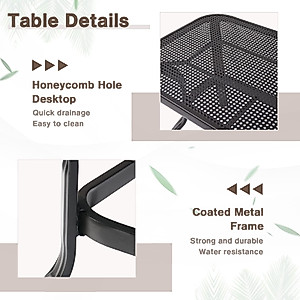 Oakcloud 4Pcs Metal Outdoor Furniture Patio Conversation Set (Loveseat and Coffee Table, 2 Dining Chair) -Wrought Iron Patio Chair Set with Cushions (Brown)