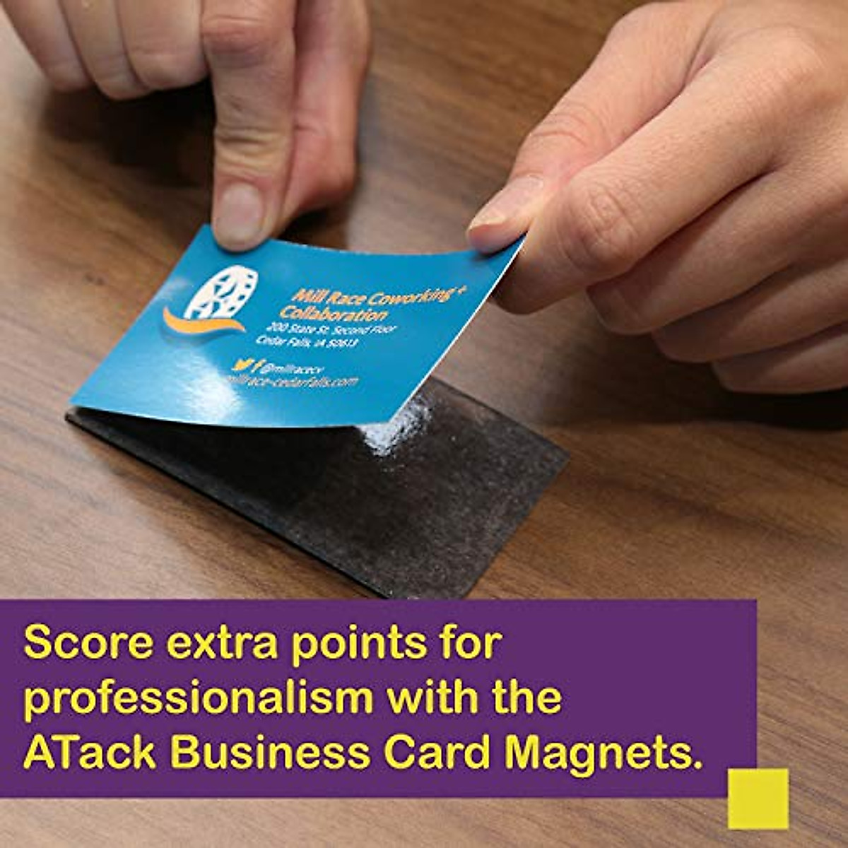 ATack Self-adhesive Business Card Magnets with Adhesive Backing, Pack of 100, Weatherproof Peel and Stick Magnetic Business Cards