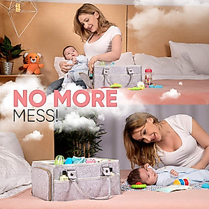 Printbeat Baby Diaper Caddy - Nursery Storage Bin and Car Organizer for Diapers and Baby Wipes and Feeding Bottles Shower Gift (Blue)