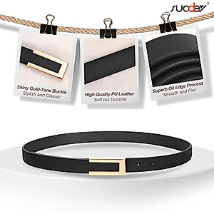 SUOSDEY 2 Pack Women Leather Belts for Dress Jeans Belt with Gold Buckle Belts for Women