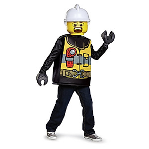Disguise Lego Firefighter Classic Costume, Black/Yellow, Small (4-6)