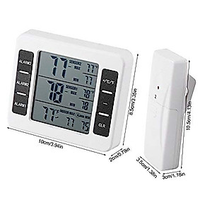 Freezer Thermometer with Alarm, digital Thermometer for Freezer with 2PCS Sensor Min/Max Display
