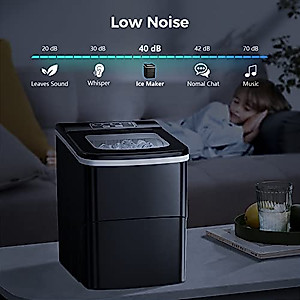 AGLUCKY Countertop Ice Maker Machine, Portable Ice Makers Countertop, Make 26 lbs ice in 24 hrs,Ice Cube Rready in 6-8 Mins with Ice Scoop and Basket (Black)