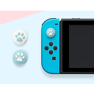 GeekShare 4PCS Silicone Cat Paw JoyCon Thumb Grip Set Joystick Caps Compatible with Switch/OLED/Switch Lite (Pink Blue)